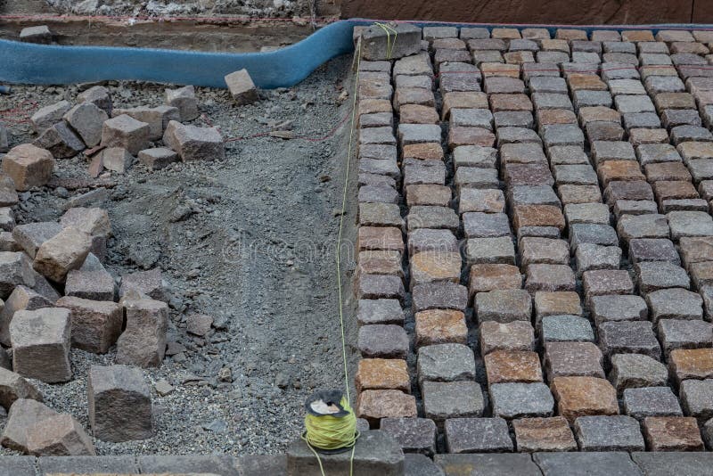 Cobble stone work stock image. Image of pave, churchdoor - 214187601