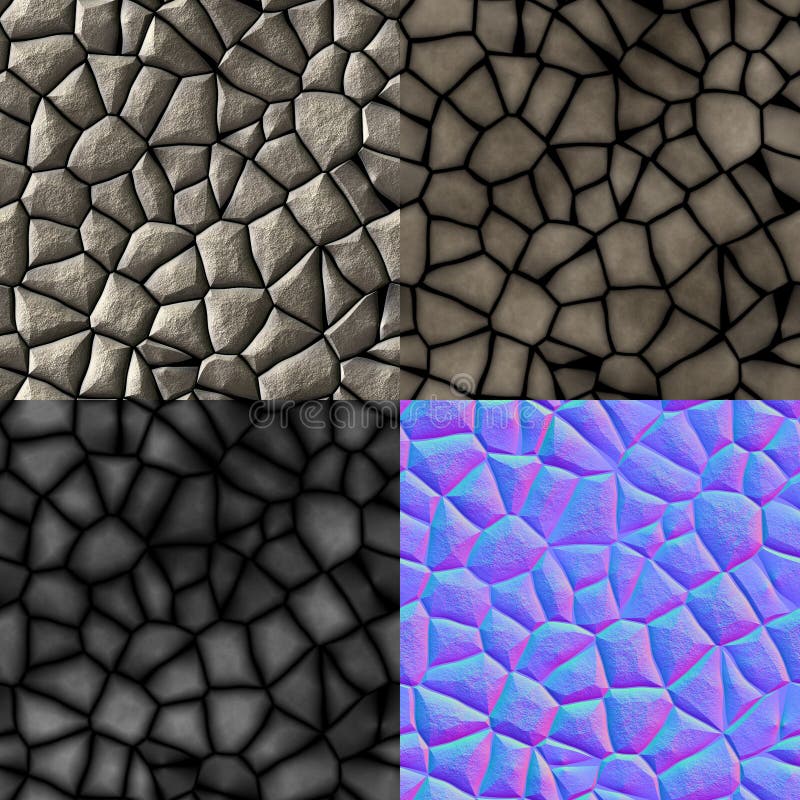 Cobble Stones Seamless Generated Texture (diffuse, Bump, Normal) Stock ...