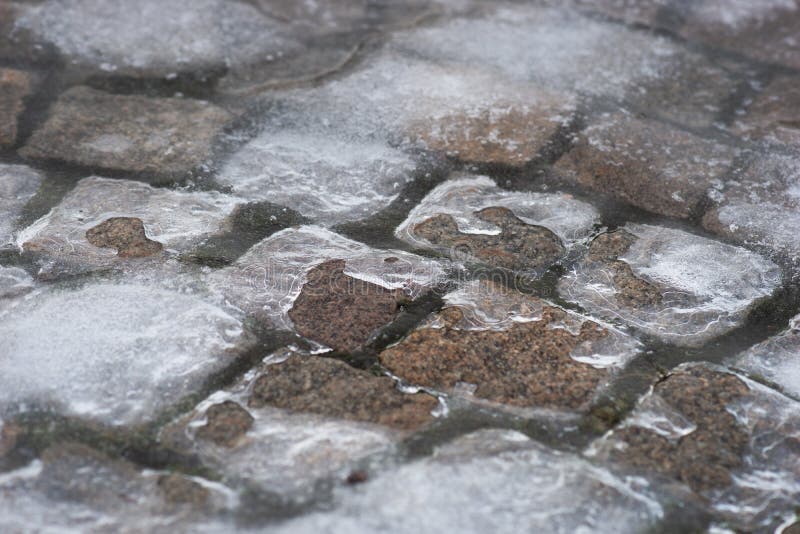 Cobble Stones on Covered in Ice Stock Image - Image of dangerous ...