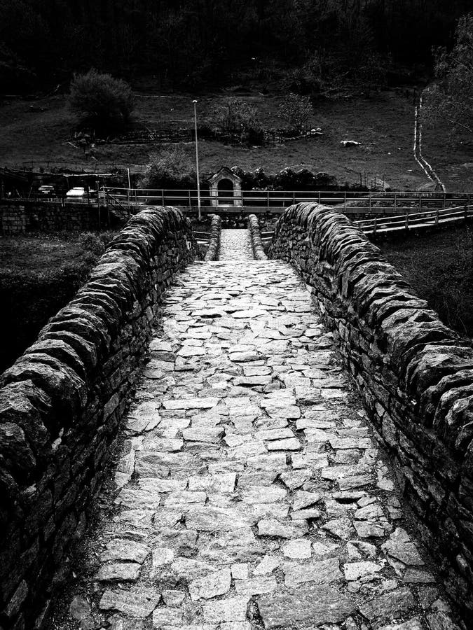 Cobbled Double Bridge Monochrome Stock Image - Image of cobbled, double ...