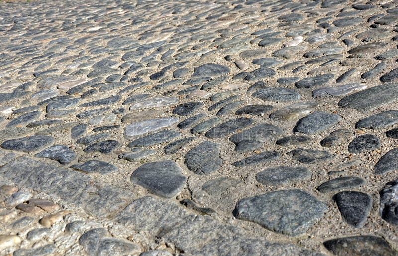 Cobbled Road with Autumn Leaves and Sunshine. Stock Photo - Image of ...