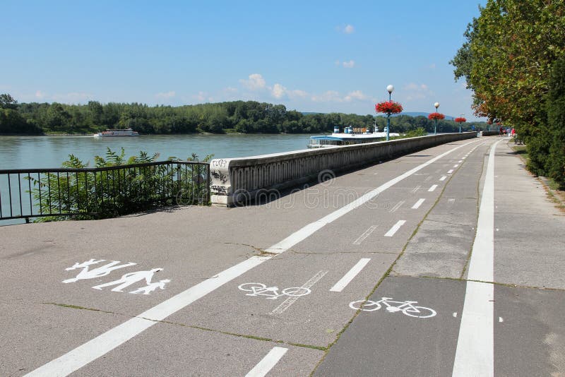 Cycling way stock photo. Image of embankment, danube - 44633670