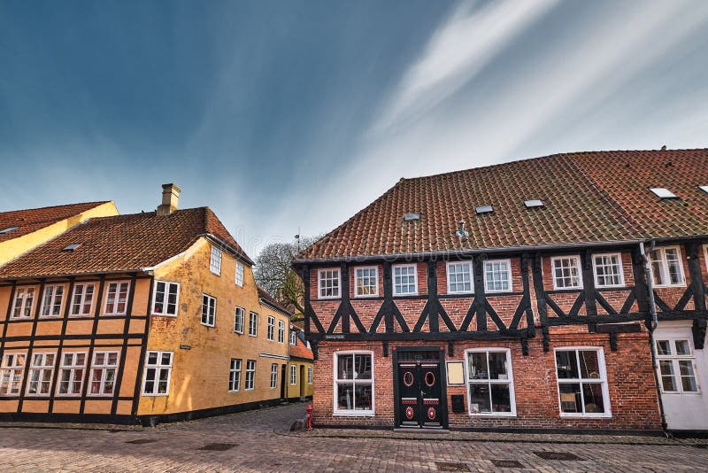 Cobbled Streets in the Old Medieval City Ribe, Denmark Stock Image ...