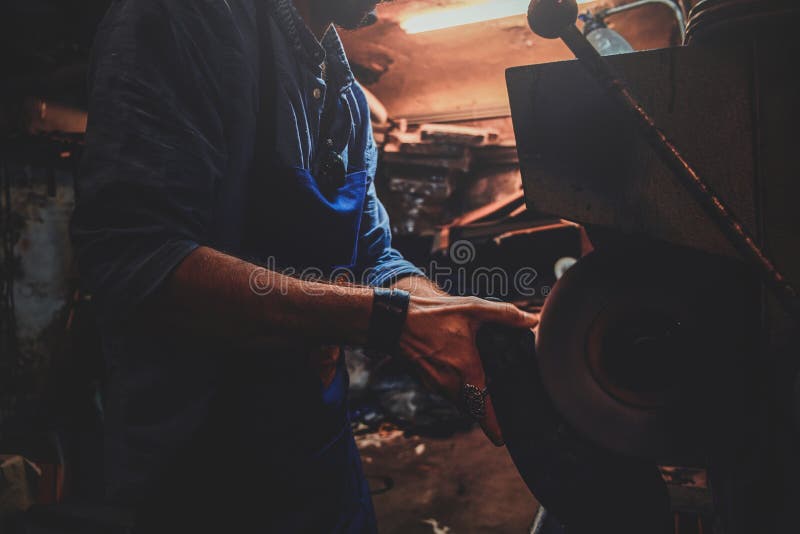 Hands of Cobbler, Working with Mashine Tool Stock Photo - Image of male ...