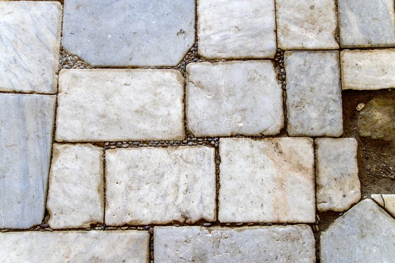 Cobblestone Concrete Road Paved in Different Pattern Sizes and Colors ...