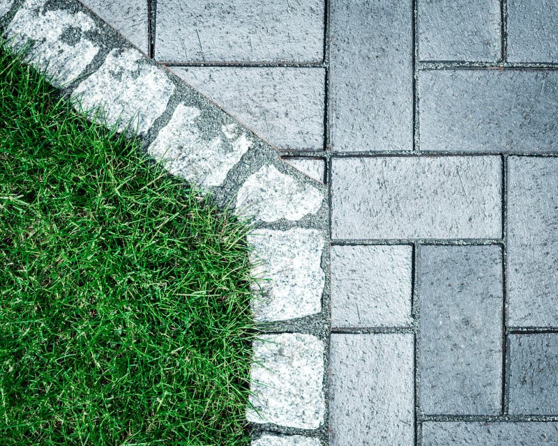 Cobblestone with Grass Bricks Showing Perspective. Stock Photo - Image ...