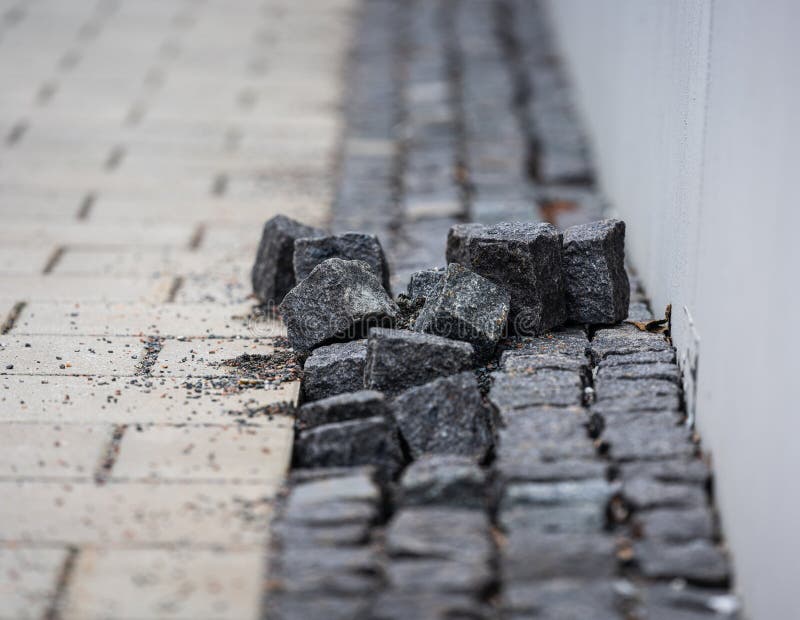 Cobblestone Having Been Broken Uot from the Pattern.. Stock Image ...