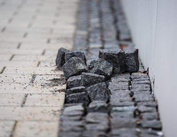 Cobblestone Having Been Broken Uot from the Pattern.. Stock Image ...