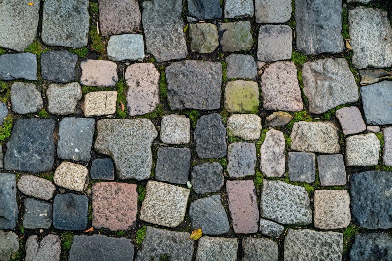 Cobblestone Path Close-up with Varied Tones. AI Image Stock Photo ...