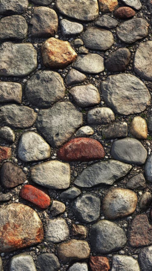 Cobblestone Path Creates Rustic Pathway with Textured Stones and Earth ...