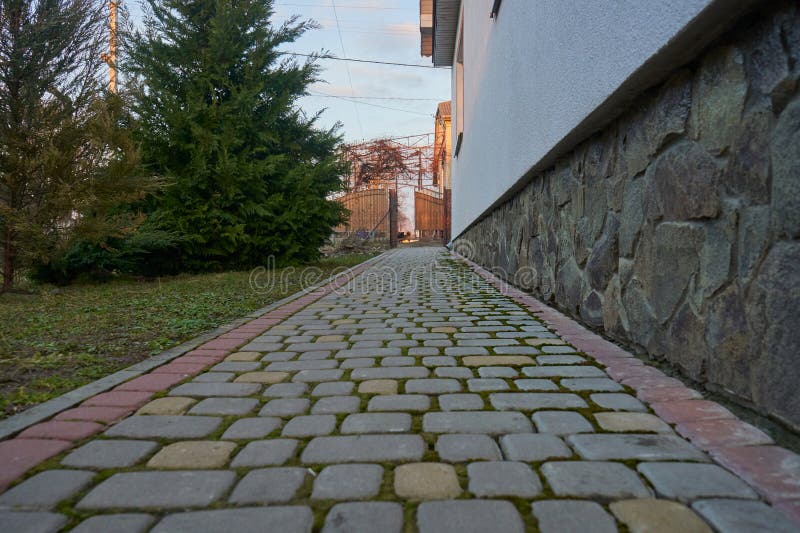 Cobblestone Path, Next To the House is a Cobblestone Path Stock Image ...