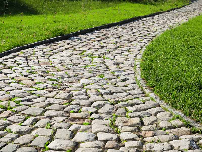 Cobblestone Path in the Park Stock Photo - Image of green, paved: 293937076