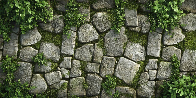 Cobblestone Path Texture Mossy Stone Wall Background High Quality Image ...