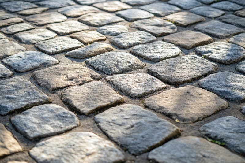 Cobblestone Pathway Illuminated by Sunlight in a Peaceful Outdoor Area ...