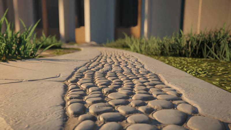 Cobblestone Pathway, Serene Garden Stone Path Design High Quality Image Stock Illustration ...