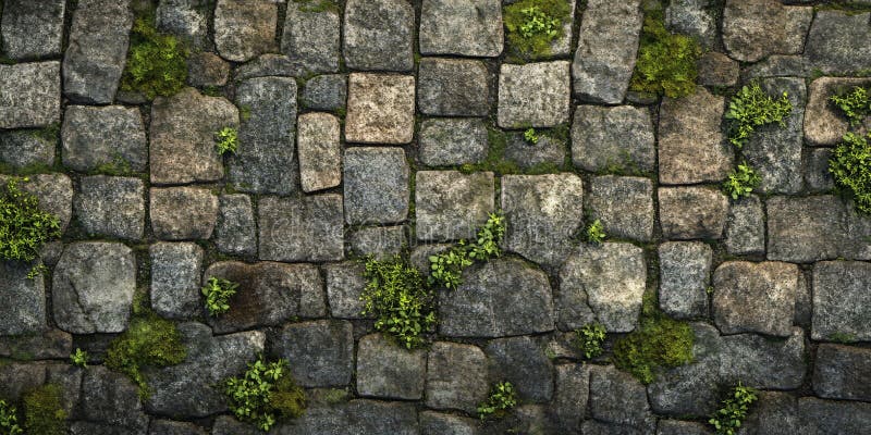 Cobblestone Pathway Texture with Moss and Plants High Quality Image ...