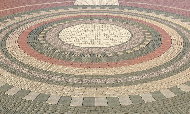 Cobblestone Pavement in a Colored Circular Pattern. Texture of the ...