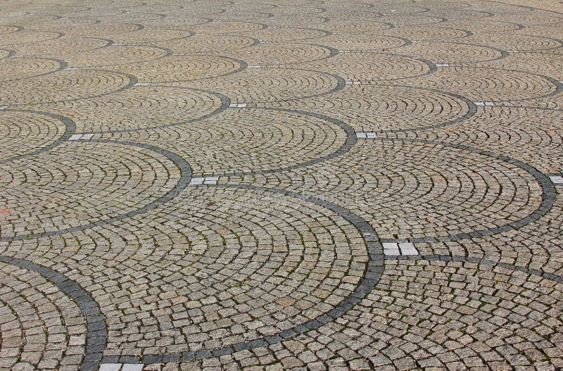 Cobblestone Pavement with Fish Scale Pattern Stock Photo - Image of ...