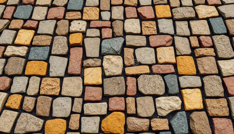 Cobblestone Pavers Forming a Colorful Stone Pathway or Wall Texture ...