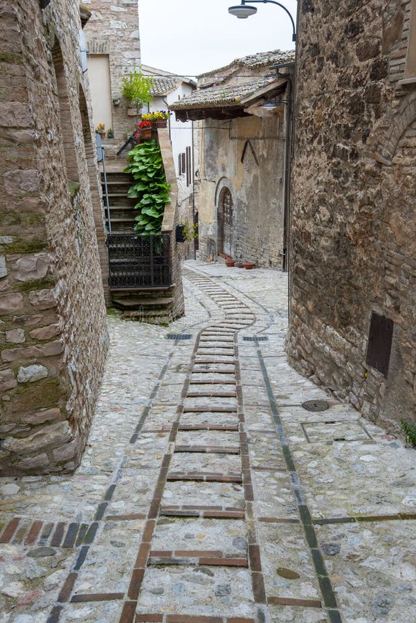 Cobblestone Pedestrian Alley Stock Image - Image of village, medieval ...