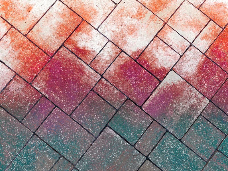 Cobblestone Red Sidewalk Green Stone Brick Pattern Diagonal Driveway ...