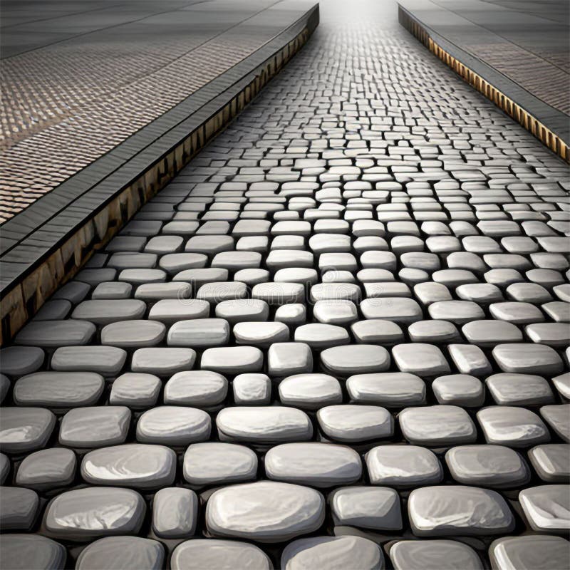 Cobblestone Road Fading into the Distance 13 Stock Illustration ...