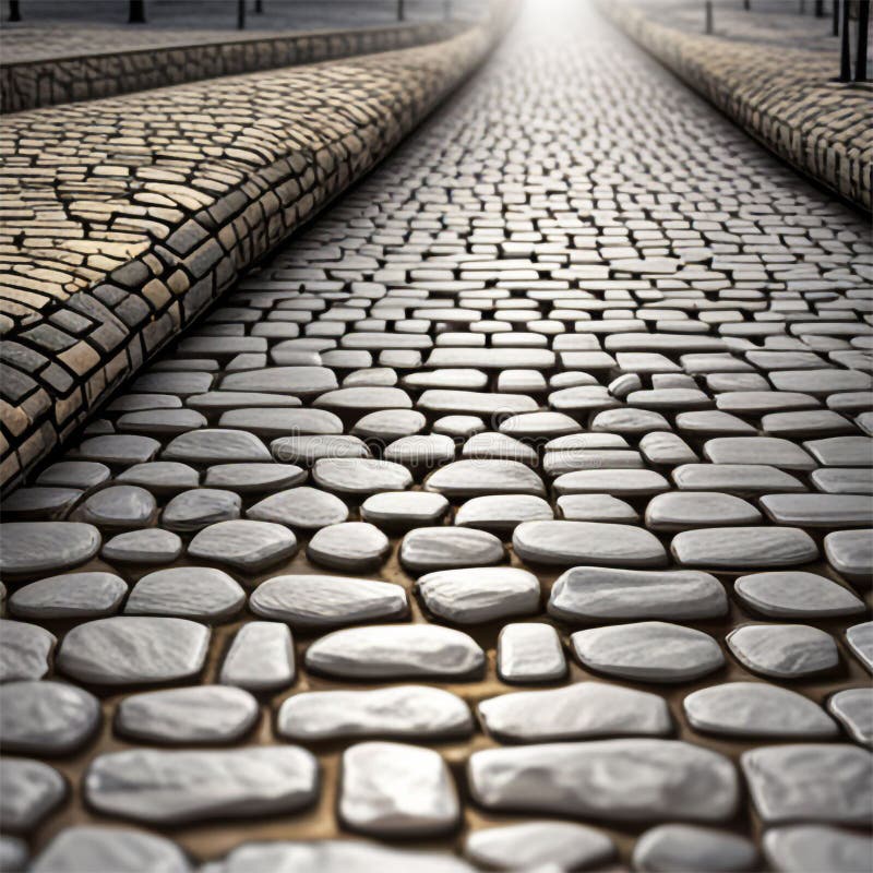 Cobblestone Road Fading into the Distance 11 Stock Illustration ...