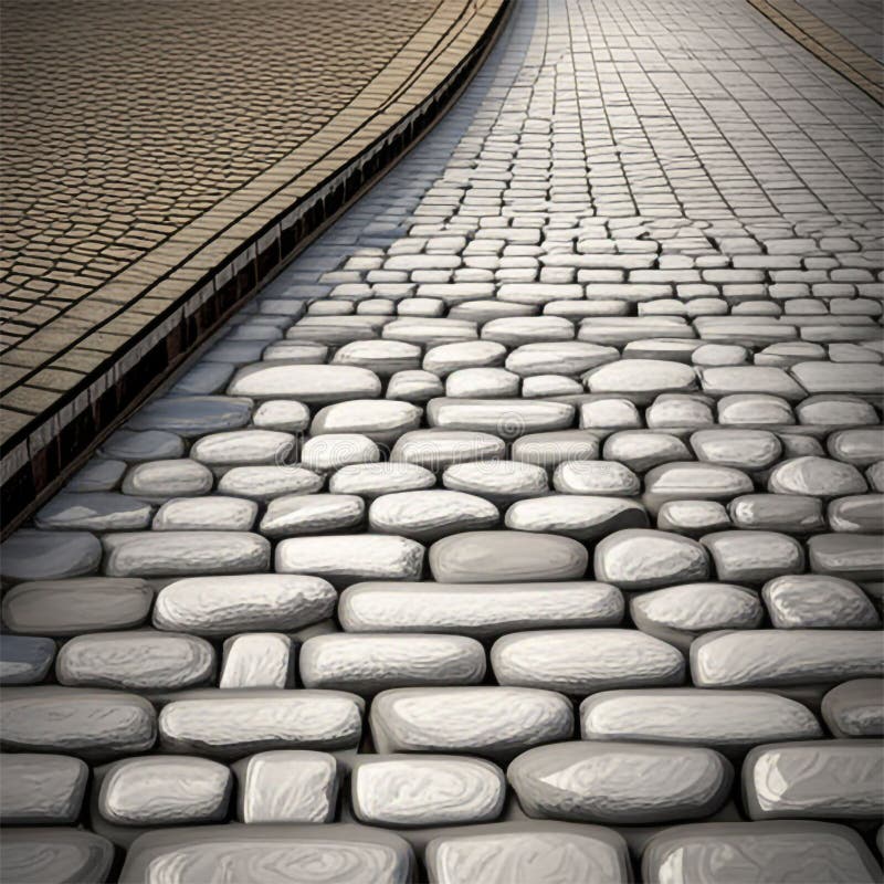 Cobblestone Road Fading into the Distance 09 Stock Illustration ...