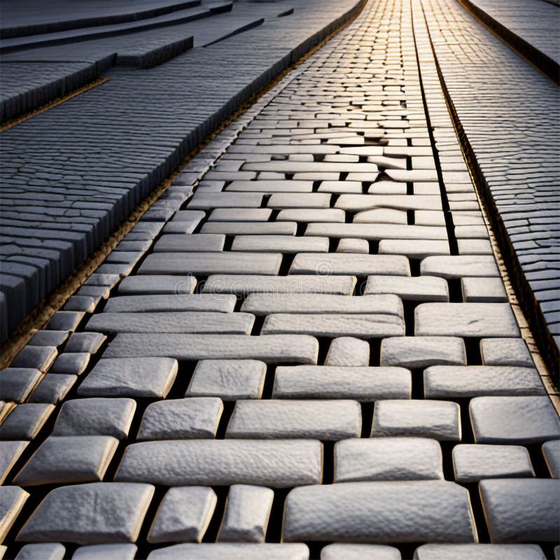 Cobblestone Road Fading into the Distance 04 Stock Illustration ...
