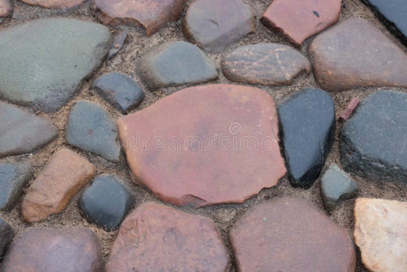 Cobblestone Road. Multicolored Cobblestone Texture. Modern Road Stock ...