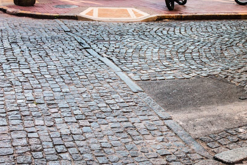 Cobblestone Street in the Floor Tile Tiled Path Stock Photo - Image of ...