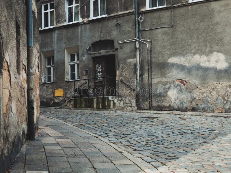 Cobblestone Street of the Old Decaying Town Stock Image - Image of ...