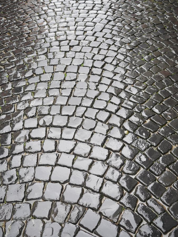 Cobblestone wet stock photo. Image of urban, stone, street - 47655058