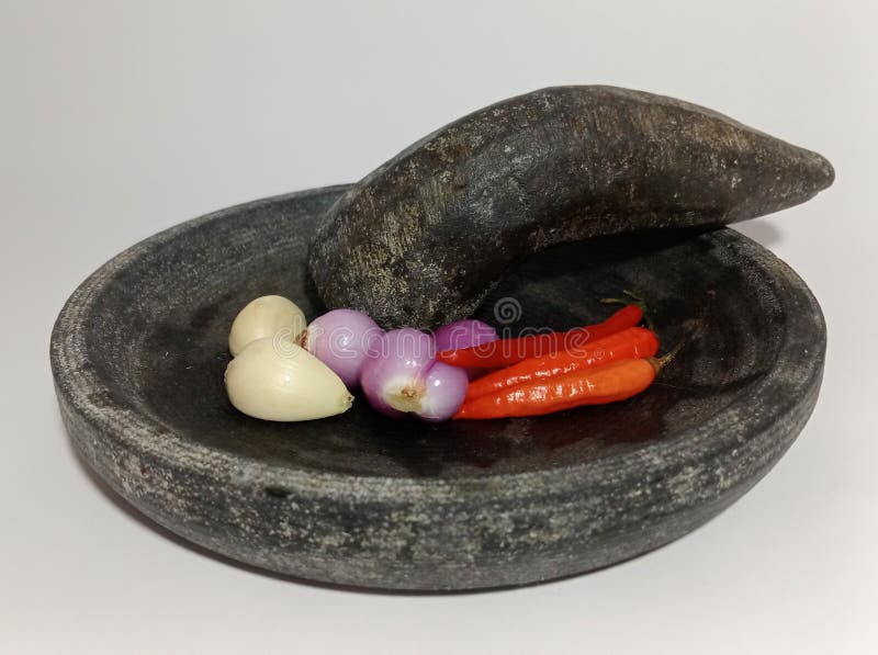 Cobek with Ingredient for Making Sambal Ketchup Stock Image - Image of ...