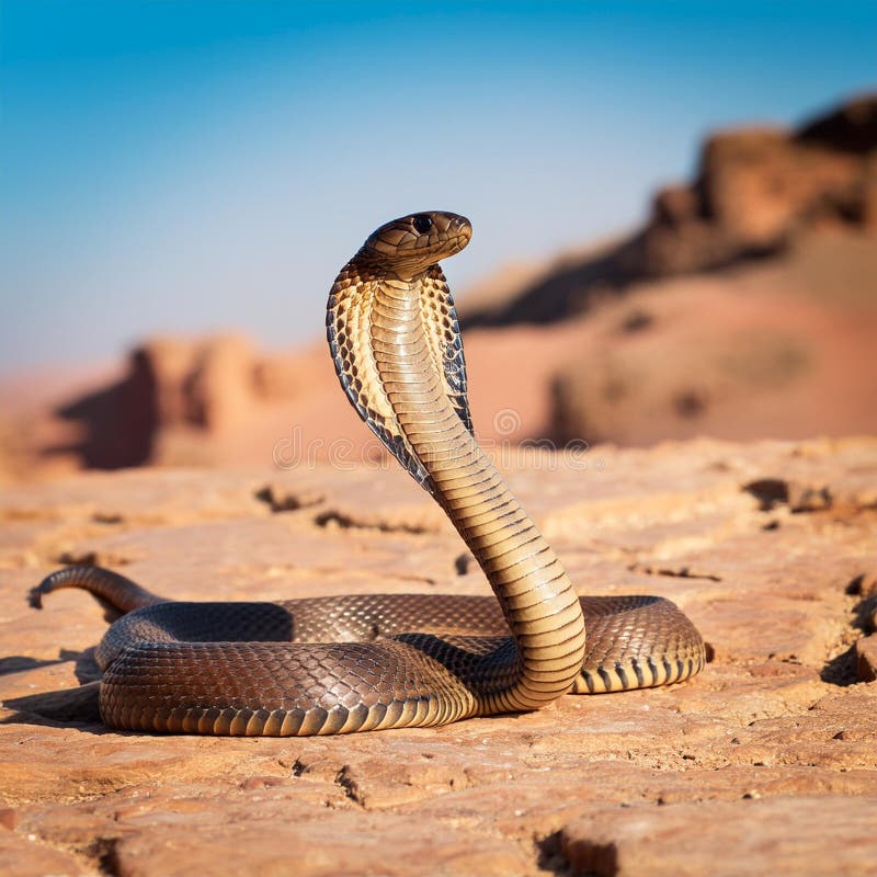 Cobra Snake in Desert, AI Generated Stock Illustration - Illustration ...
