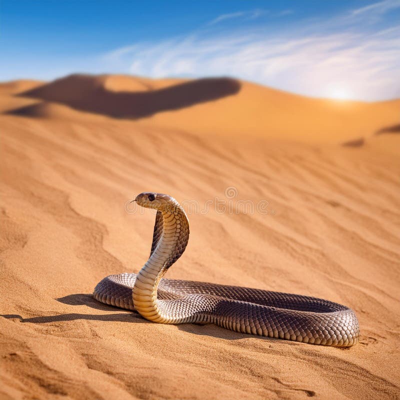 Cobra Snake in the Desert, AI Generated Stock Illustration ...