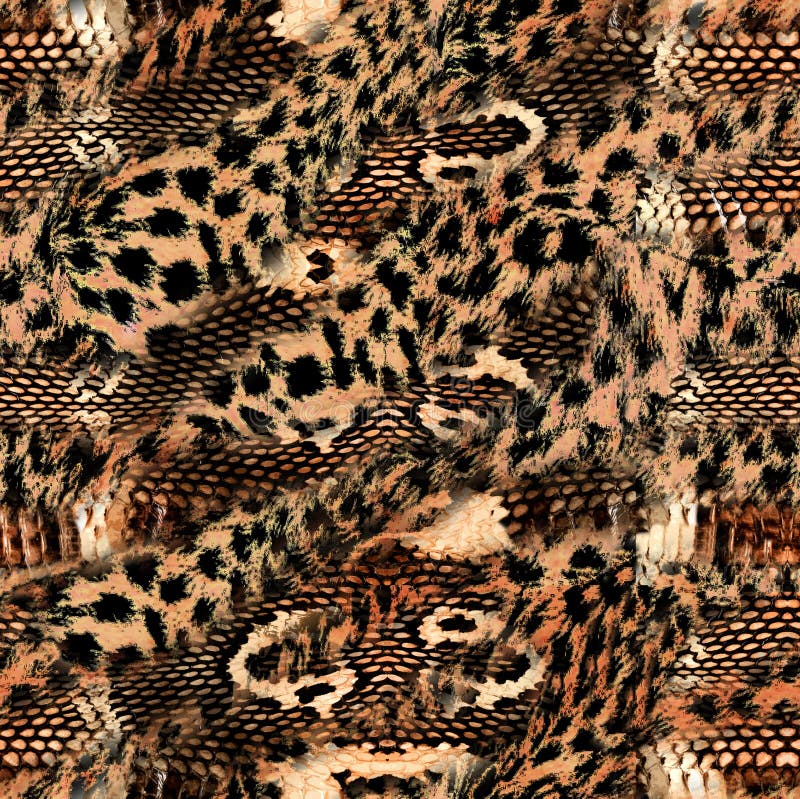 Cobra Snake Skin with Leopard Seamless Pattern Texture Stock ...