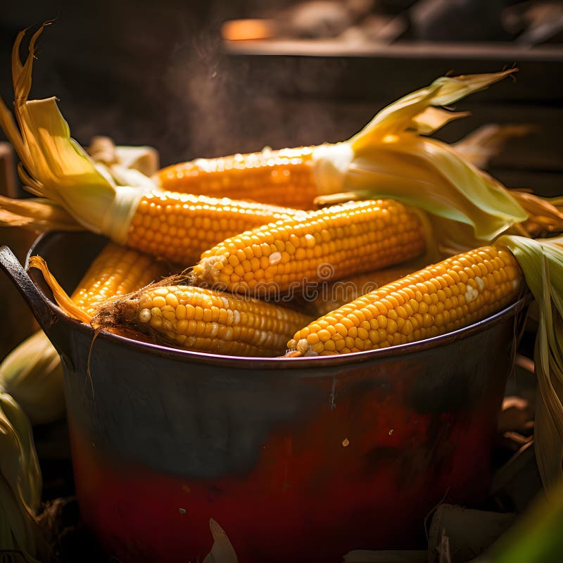 Cobs of Corn in a Pot. Corn As a Dish of Thanksgiving for the Harvest ...
