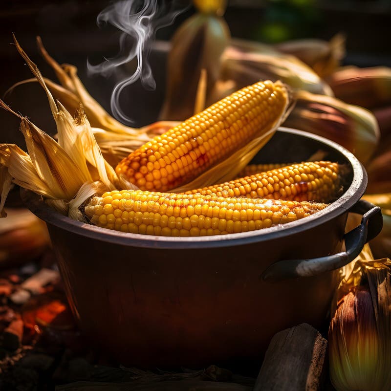 Cobs of Corn in a Pot. Corn As a Dish of Thanksgiving for the Harvest ...