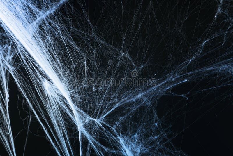 Cobweb Against Black Background, Toned in Gradient Blue Color Stock ...
