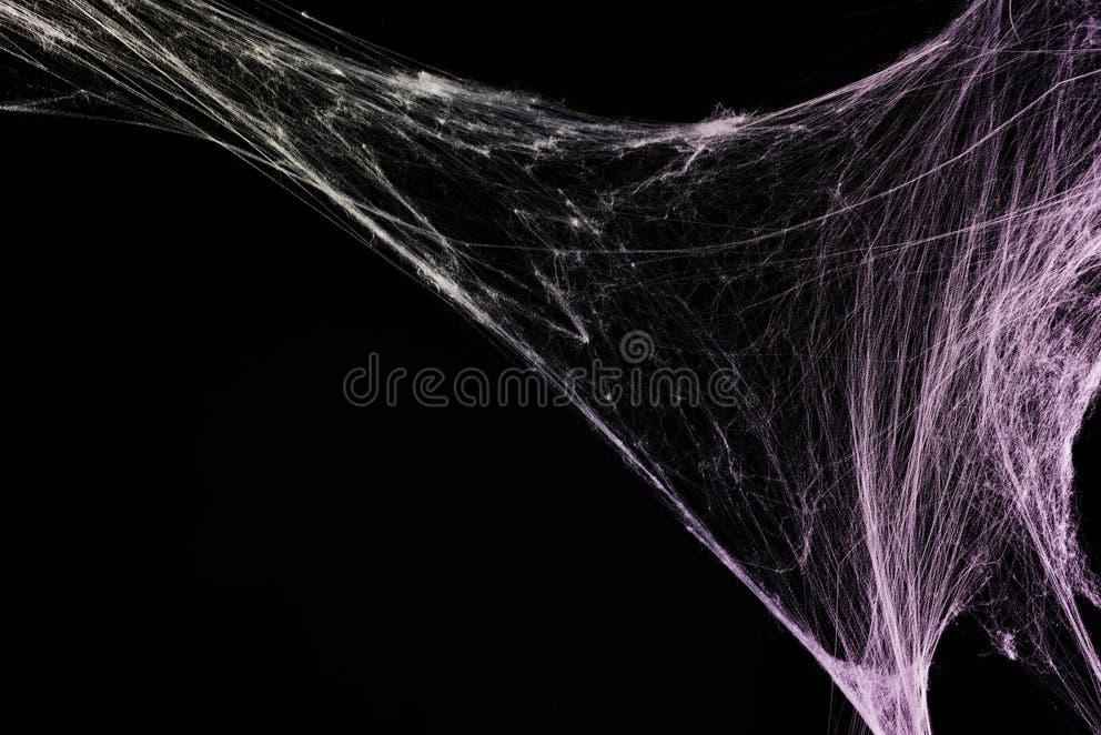 Cobweb Against Black Background, Toned in Gradient Pink Color. Space ...