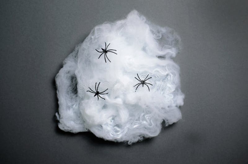 Cobweb with Black Spiders on Dark Background, Halloween Symbol Stock ...