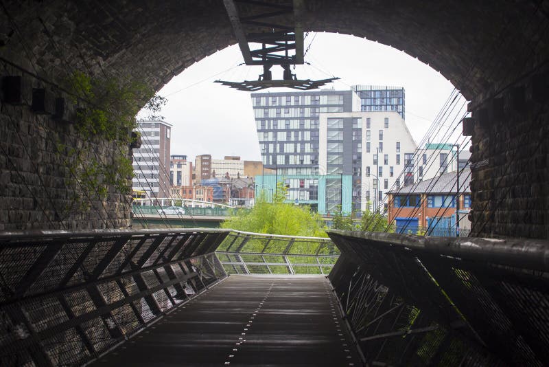 Cobweb Bridge Over the River Don in Sheffield England Editorial ...