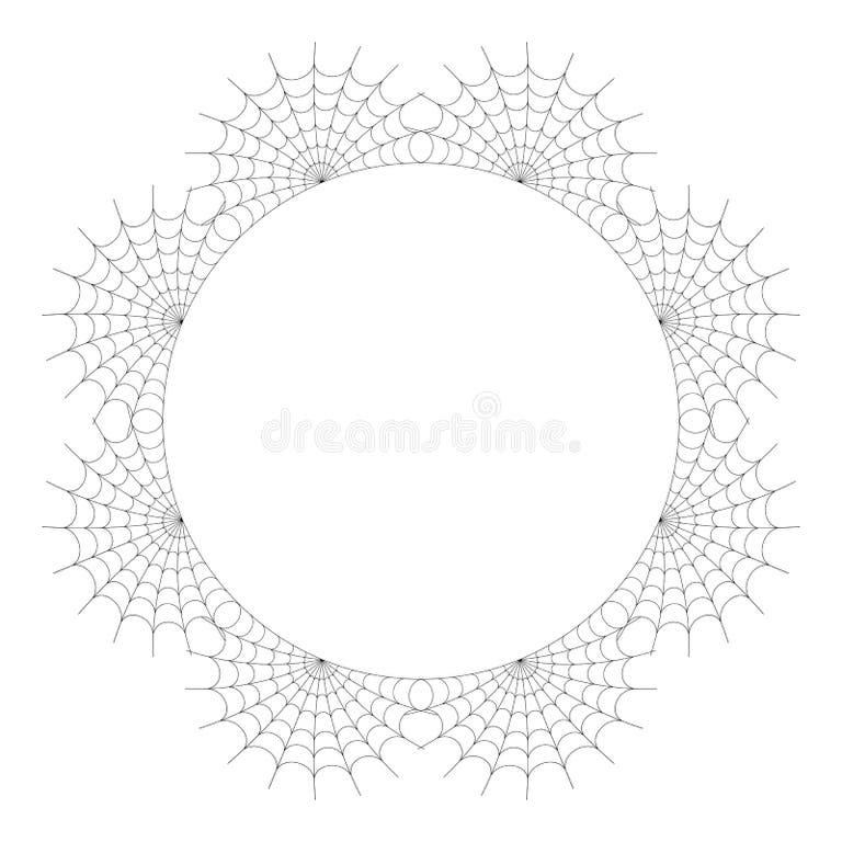 Cobweb Frame. Halloween Spider Web Round Border. Vector Illustration ...