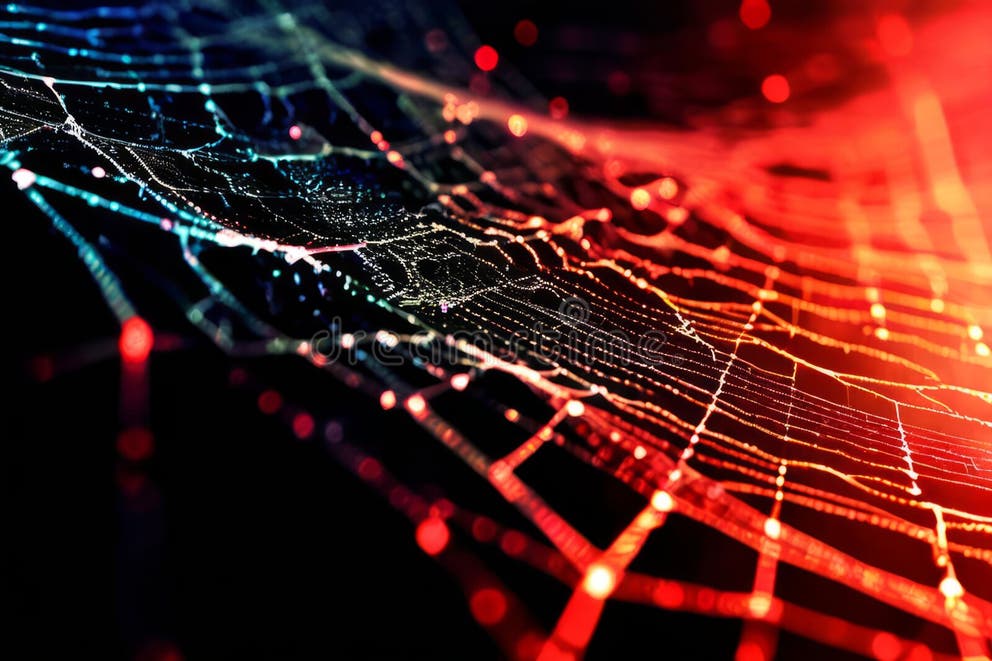 Cobweb Data Stream Overlay a Cobweb Image with Matrix Code Creat Stock ...