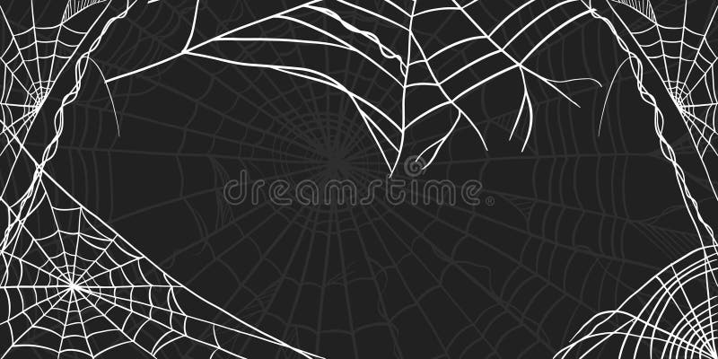 Cobweb Horizontal Banner Illustration in Flat Design Style Stock Vector ...