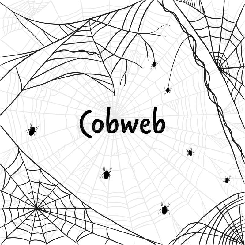 Cobweb Horizontal Banner Illustration in Flat Design Style Stock Vector ...