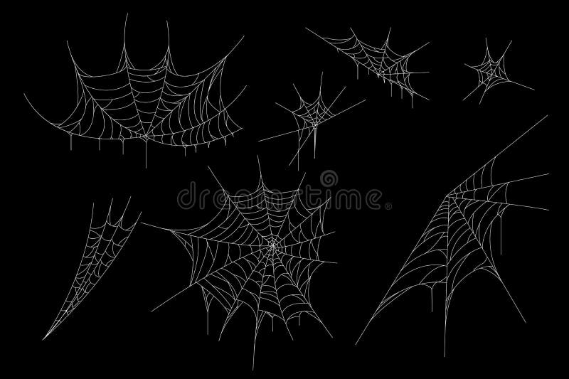 Cobweb Set for Halloween Design, Isolated on Black Background. Stock ... Cobweb Set for Halloween Design, Isolated on Black Background. Stock ...