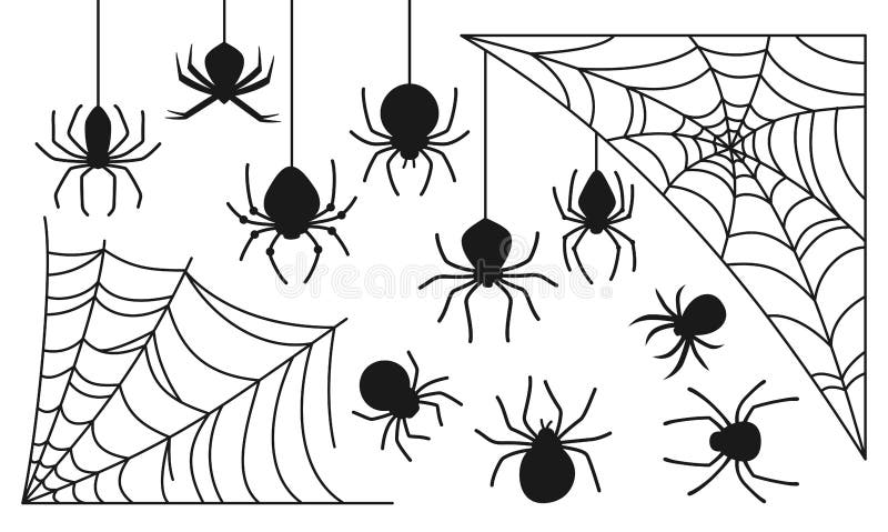 Cobweb Spider Halloween Set Scary Web Flat Vector Stock Vector ... Cobweb Spider Halloween Set Scary Web Flat Vector Stock Vector ...