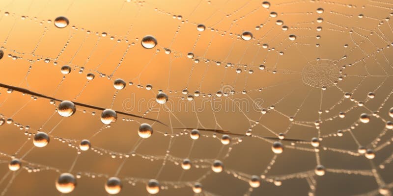 Cobweb or Spiderweb Natural Rain Pattern Background Close-up. Cobweb ...